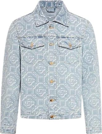 Casablanca Femme, Vestes, Bleu, Taille: 40 FR La Denim Bleached Monogram Jacket