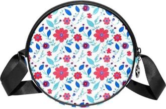 Generic Sac &agrave; bandouli&egrave;re rond pour femme, motif floral artistique, petit sac &agrave; dos &agrave; bandouli&egrave;re avec fermeture &eacute;clair, bretelles r&eacute;glables, sac &agrave; main rond 