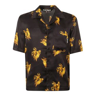 Palm Angels Burning Monogram Shirt S/S - - Shirts - Herren - Mehrfarbig - S