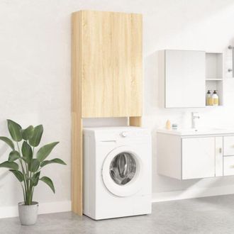 vidaXL Vidaxl - Meuble machine &agrave; laver ch&ecirc;ne sonoma 64x25,5x190 cm - 2 portes et 3 compartiments - Mat&eacute;riau agglom&eacute;r&eacute; - Rangement optimis&eacute; salle de bains