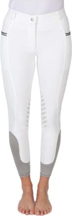 Pfiff 102847 Reithose Helen Damen Grip Kniebesatz Handytasche, weiß-grau 46