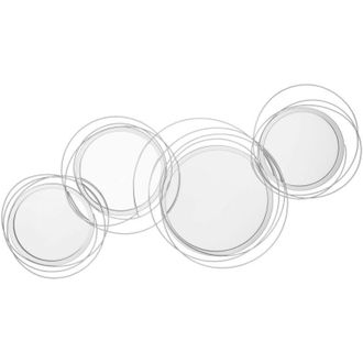 HOMCOM Spiegel Silber f&uuml;r Wanddekoration, Metall Wanddekoration mit 4 runden Spiegeln, Wohnzimmerdeko, Wandspiegel, Flurspiegel, Geschenk f&uuml;r