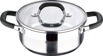 Bergner 20 X 8,0 cm Stainless Steel Saucepan with Lid, Strong and Durable Coating, Suitable for All Hobs Including Induction