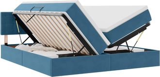 vidaXL Letto Con Contenitore Led E Materasso Blu Scuro 200 X 200 Cm Vidaxl