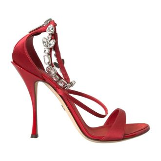 Dolce & Gabbana Kristall Kn&ouml;chelriemen Rote Sandalen - - Shoes - Damen - Rot - 35 EU