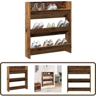vidaXL Schuhregal Wandmontage Altholz-Optik 80x18x90 cm Holzwerkstoff - Vidaxl