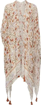 Cream Femme, Vestes, Multicolore, Taille: ONE Size Kimono Multicolore avec Fleurs et Pompons