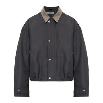 Acne Studios Bomber &agrave; col en cuir - Homme - Vestes - Gris - Taille: XL