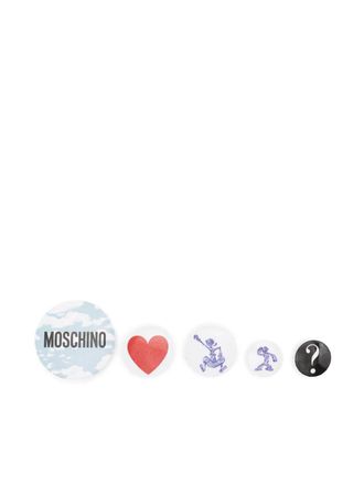 Moschino lot de cinq pins logo - Blanc
