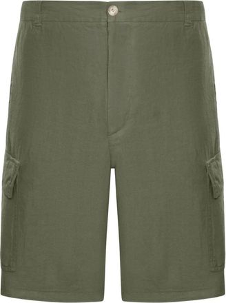 120% Lino Homme, Shorts, Vert, Taille: L Bermuda cargo en lin