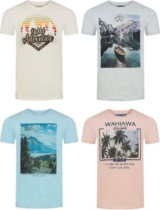 Riverso T-Shirt Herren Fotoprintshirt RIVLukas Regular Fit (4-tlg) Kurzarm Tee Shirt mit Rundhalsausschnitt aus 100% Baumwolle