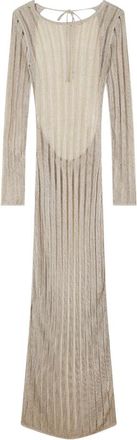 Patrizia Pepe Femme, Robes, Beige, Taille: 38 FR Open Back Longsleeve Knit Maxi Dress