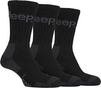 Jeep Lot de 3 paires de chaussettes noires tiss&eacute;es avec logo pour homme, Noir, 6-11