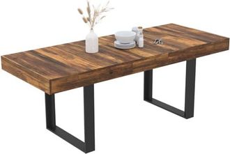 IDMarket Table &agrave; Manger Extensible Rectangle Phoenix 4-8 Personnes Bois Plateau Hawkins 160-200 cm