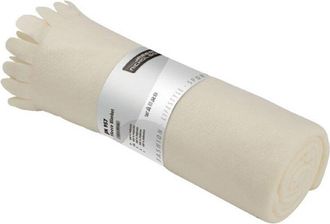 James & Nicholson Fleecedecke mit abgerundeten Fransen (Einheitsgröße, gebrochenes Weiß)