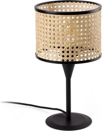 Faro Barcelona Mambo Mini Tischlampe schwarz/rattan 64317-47