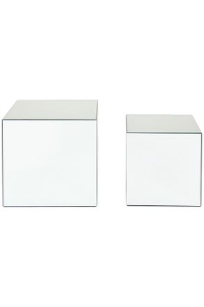 MID.YOU Mid.you Couchtischset, Klar, Glas, Holzwerkstoff, 2-teilig, quadratisch, 50x40x40 cm, Wohnzimmer, Wohnzimmertische, Satztische