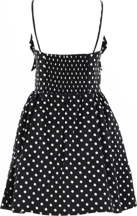 Ganni Polka Dot Recycled Polyester Mini Dress - Black