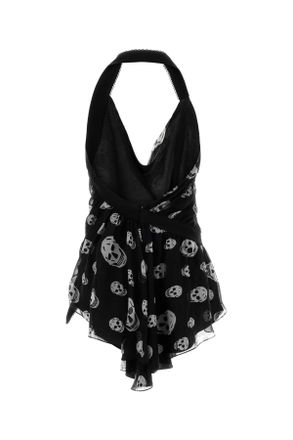 Alexander McQueen Womens Hlter Tank Top Black Silk Tops