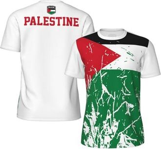 Generic Drapeau De La Palestine T-Shirts De Sport Tee Shirt Col Rond Homme T-Shirt Confortable Sportswear pour Running Gym Plage XXL