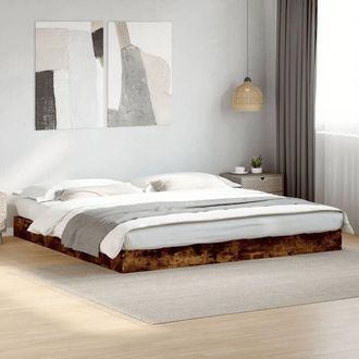 vidaXL Cadre de lit sans matelas ch&ecirc;ne fum&eacute; 180x200 cm Vidaxl