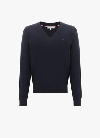 Tommy Hilfiger Pull col V en coton m&eacute;lang&eacute;