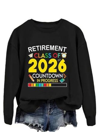 Generic Sweat-shirt senior 2026 pour femme - Compte &agrave; rebours en cours de classe de 2026 - Pull amusant graphique d&eacute;contract&eacute; &agrave; col rond, Noir, 3XL