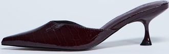 Topshop Ivette - Mules vernies effet croco à bout fermé - Bordeaux-Rouge
