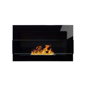 Selsey Selsey ASTRALIS - Wandkamin / Bioethanol-Kamin mit Sicherheitsglas, rechteckig, 65 x 40 cm (Schwarz Hochglanz)