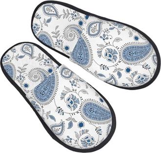 Generic Unisex Peluche Pantoufles Motif ethnique bleu Pai-Sley Chaussures Classiques Chaussons pour Homme pour Ext&eacute;rieur Int&eacute;rieur Maison L