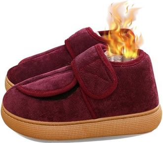 Generic Bottines Hiver Femme Hommes Botte de Neige Fourr&eacute;es Chaudes Pantoufles Fermeture R&eacute;glable Snow Boots Chaussures dhiver Antid&eacute;rapantes Women Wine Red 3