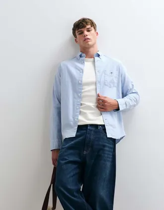 GANT chemise oxford classique coupe regular bleu clair