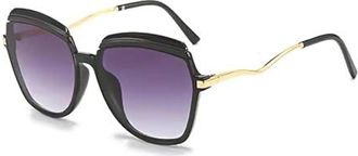 Generic Lunettes de soleil vintage tendance pour femme Monture multicolore Lunettes dorées avec lunettes de soleil à jambes irrégulières, Double gris., Taille