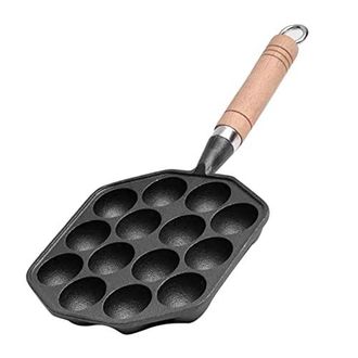 Generic OEBUAFI 14 Moules Poêle à Gril Takoyaki, Poêle Takoyaki en Fonte épaissie avec Poignée Antiadhésive Conception de Crochet de Rangement Pratique Chauff