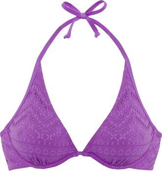 Lascana Damen B&uuml;gel-Bikini-Top unifarben im Boho-Look, modische Strukturware, herausnehmbare Softcups, tiefer R&uuml;ckenausschnitt