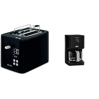 Krups KH6418 Smartn Light Toaster | Zwei-Scheiben-Toaster | Digitaldisplay | 7 Br&auml;unungsstufen | Schwarz & KM6008 Smartn Light Kaffeemaschine | mit Timer |i