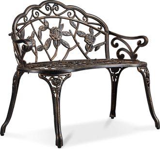 Yaheetech Gartenbank Bronze Parkbank Wetterfester Parkbank Balkonbank mit R&uuml;cklehne 2-Sitzer Gartenm&ouml;bel f&uuml;r Terrase, Balkon, Garten