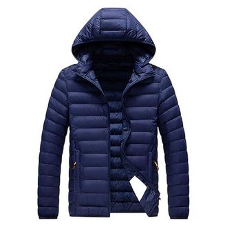 Generic Doudoune homme chaude matelass&eacute;e, manteau dhiver &agrave; fermeture &eacute;clair int&eacute;grale, v&ecirc;tement dext&eacute;rieur pour temps froid, bleu, taille 3XL