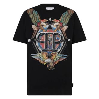 Philipp Plein Rundhals-T-Shirt Eagle Tattoo - - Tops - Herren - Schwarzk - 2XL