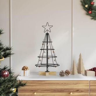 Festnight Weihnachtsbaum Metall Kegelform Schwarz 60 cm Tannenbaum Metallgestell Weihnachtsdeko Innen Christbaum Gestell Metallbaum DIY Weinachtsdekorationen Ch
