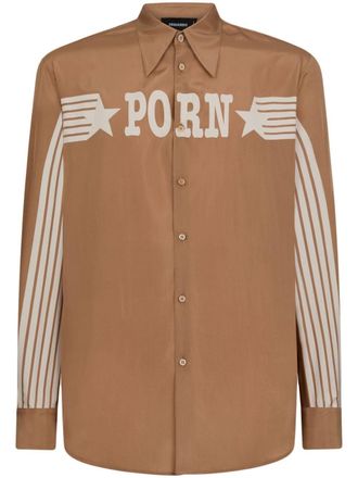 Dsquared2 chemise en soie &agrave; imprim&eacute; graphique - Marron