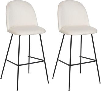 Beliani Beliani - Lot de 2 Chaises de Bar Glam en Velours Rembourrées et Acier Blanc Cassé Arcola