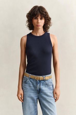 GANT Damen Geripptes Tanktop (XXL) EVENING Blau