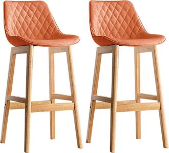 Generic Barhocker, Tresenst&uuml;hle aus Kunstleder im Landhausstil, K&uuml;chenbarhocker mit Holzbeinen und Fu&szlig;st&uuml;tze, Tragkraft 150 kg