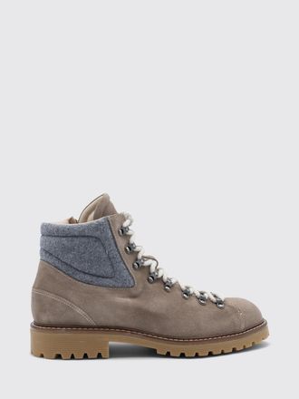 Eleventy Bottines &agrave; lacets en daim et laine avec zip lat&eacute;ral