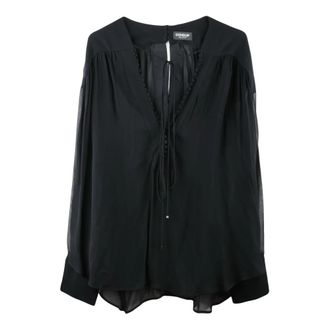 Dondup Chiffonbluse mit umgeschlagenen &Auml;rmeln - - Blouses & Shirts - Damen - Schwarzk - XL