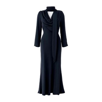 Rotate Maxikleid mit langen &Auml;rmeln und U-Boot-Ausschnitt - - Dresses - Damen - Blau - XS