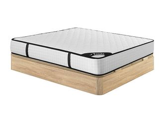 Vente-Unique Bett-Set 180 x 200 cm, Bettkasten Natur hell + Matratze 7-Zonen-Taschenfederkern & Memory-Schaum, Höhe 22 cm - LUREAN von YSMÉE