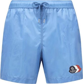 Moncler Logo Patch Badeshorts - - Swimwear - Herren - Blau - L