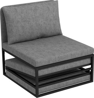 HOMCOM Homcom - Fauteuil convertible chauffeuse coussin et housse inclus métal noir tissu gris